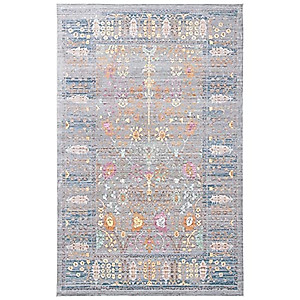 SAFAVIEH Valencia Collection 8' x 10' Grey/Multi VAL108C Boho Chic Distressed Area Rug