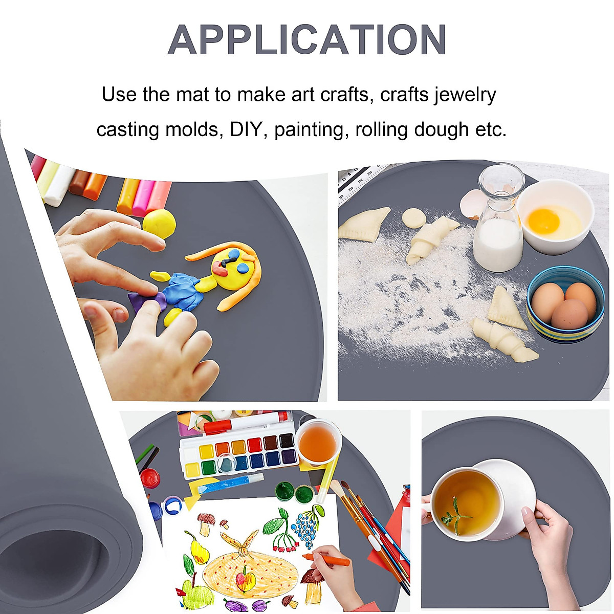 Large Toddler Placemat Round, Silicone Placemats for Kids Baby Toddlers Dining Table Mats, Reusable Babies Food Mat for Baby Eating, 2Pack, Oxford-Blue