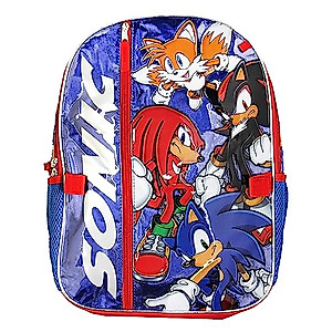 Sonic The Hedgehog Backpack 16" Fast Molded Lunch Box Cinch Bag 5PC Set