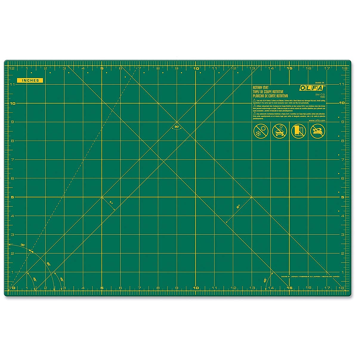 OLFA 9880 RM-CG 12-Inch x 18-Inch Self-Healing Double-Sided Rotary Mat