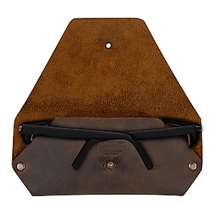 Hide & Drink, Sunglasses Minimalist Sleeve Case Protector, Eyewear Pouch, Great for Outdoors & Traveling, Full Grain Leather, Handmade, Bourbon Brown