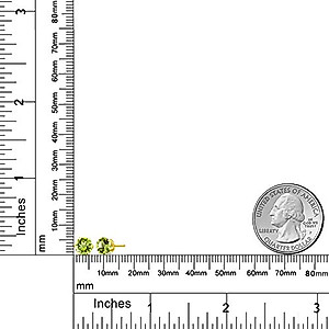 Gem Stone King Natural Green Peridot Earrings | Round 6MM | 1.60 Cttw | Gemstone Birthstone | Yellow Gold Plated Stud Earrings for Women