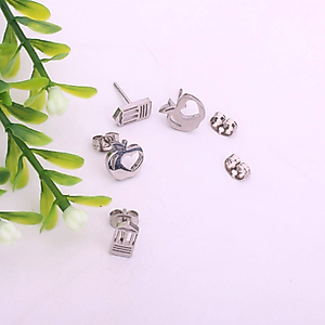 Teacher Stud Earrings 2 Pairs Apple Pencil Earrings Thank You Gifts for Teachers (Teacher Stud Earrings)