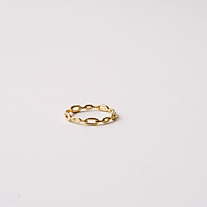 espere 18K Gold Plated Simple Link Ring Simple Gold Rings | Women's Minimalist Stacking Band