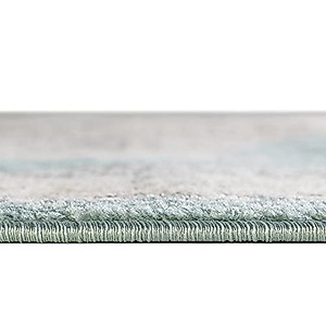 Unique Loom Parker Collection Area Rug - Merakli (4' x 6' Oval, Aqua/ Beige)