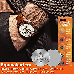 Loopacell CR1225 3V Micro Lithium Button Coin Cell Battery 5 Pcs