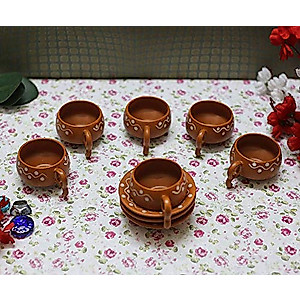 Odishabazaar Tea Cup with Saucer Set of 6 (6 tea cups and 6 saucers 5.4 oz) | Tea cups set of 6 Microwave Safe