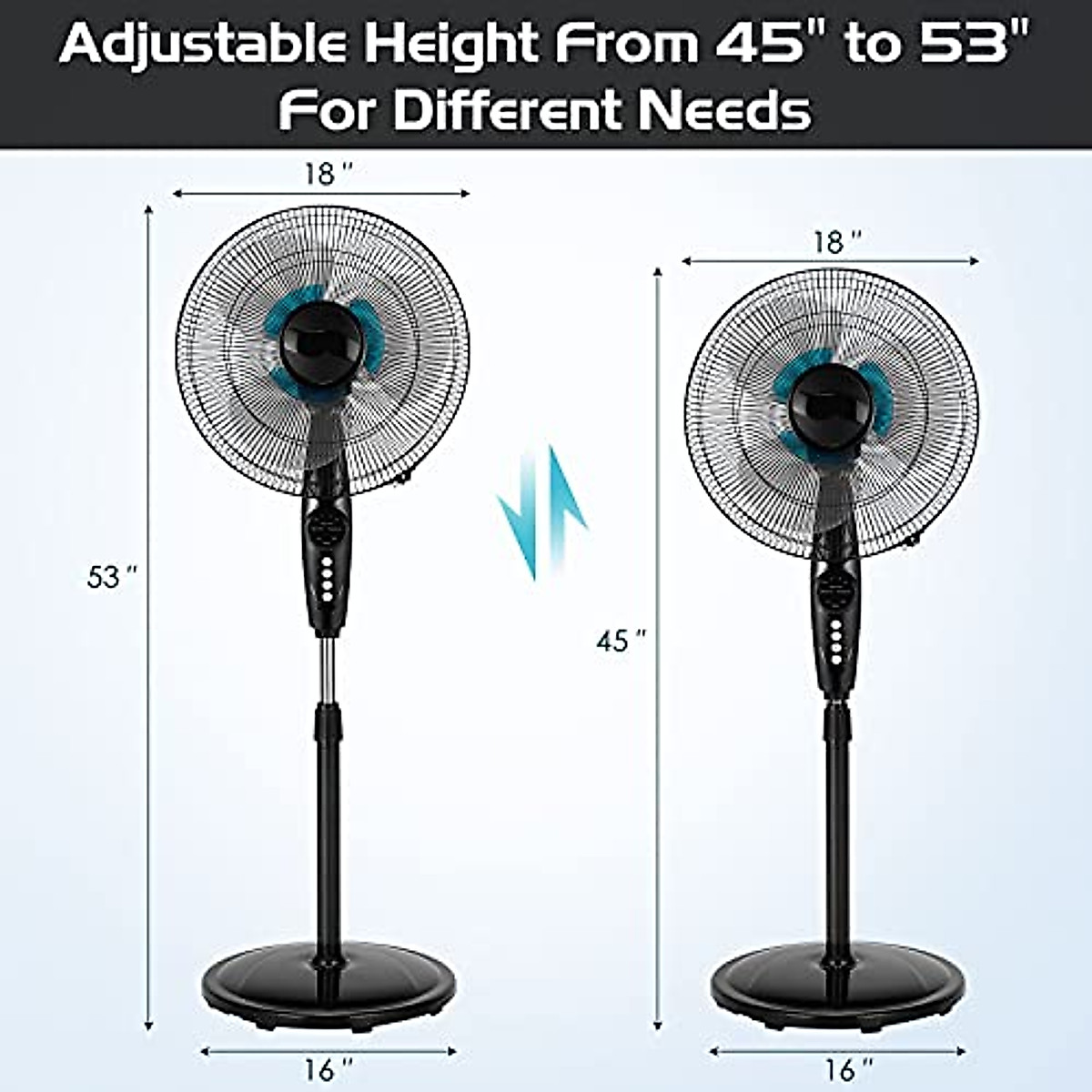 Tangkula Pedestal Fan, Oscillating Standing Fan with Remote Control & 3 Speeds, Free Stand Fan with Adjustable Height, LCD Display, Timer & Double Blades, Ideal for Bedroom, Home, Office