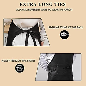 Yhywcy Bib Apron Adjustable Black Apron for Men Women Kitchen Apron Cooking Apron Service Apron Work Apron Nail Styling Apron (3pcs With pockets)