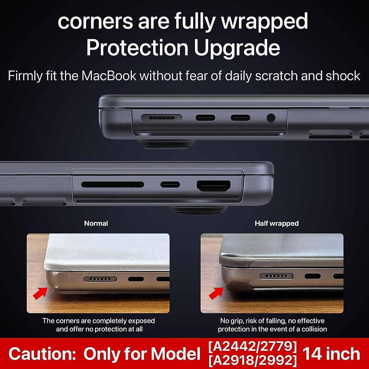 Soonjet for MacBook Pro 14 inch Case 2023-2021 M3 Pro/Max A2918 A2992 M2 A2779 M1 A2442 [100% Match Official Color] [Scientific Slim] Protective Hard Case Matte Cover for Laptop - Space Gray Clear