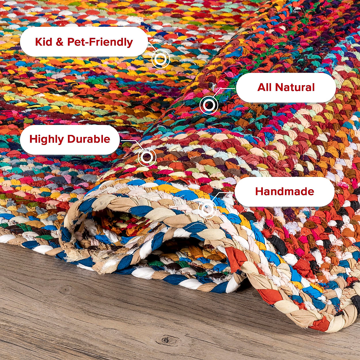 nuLOOM Tammara Bohemian Hand Braided Runner Rug, 2' 6" x 10', Multi