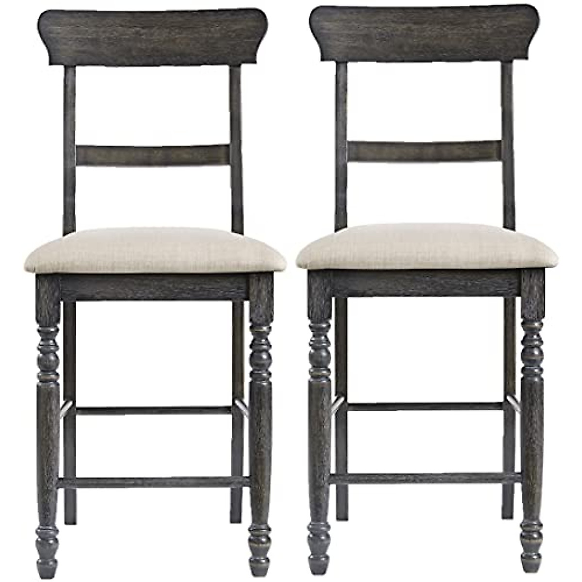 Progressive Furniture Muse Ladder-back Counter Chair (2/Ctn), Upholstered, Weathered Pepper