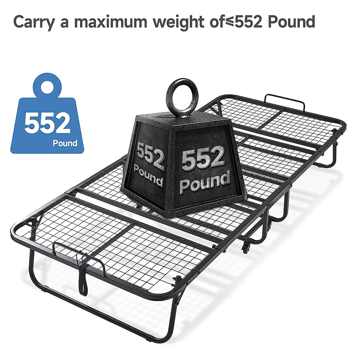 Folding Bed, (with 5.2" Thick Memory Foam Mattress), 79 * 35inch, Portable Foldable Adult with Mattress for Guest use, Metal Folding Frame, Reinforced Metal mesh, can Hold up to 550 lbs (Tau-ZDD)