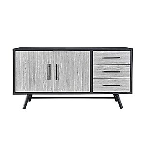 Christopher Knight Home Sylvia Modern Industrial 2 Door Sideboard, Sonoma Oak+ Gray Oak+ Black