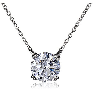 Amazon Collection Platinum-Plated Sterling Silver Infinite Elements Cubic Zirconia 3 ct Round Solitaire Pendant