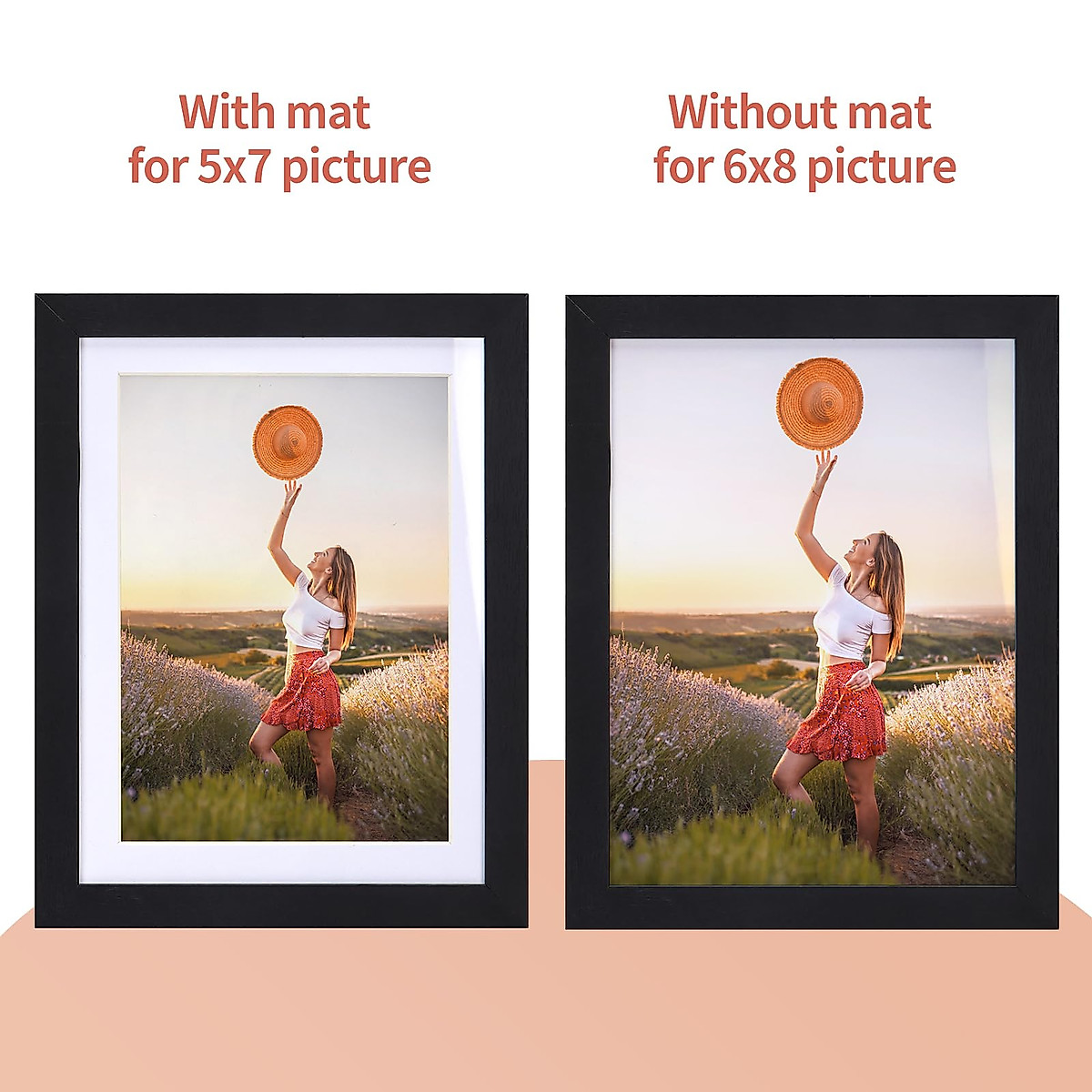 Lyeasw 5x7 Picture Frame Black Set of 15, Display Pictures 6x8 without Mat or 5x7 with Mat, Multi Photo Frames for Wall or Tabletop