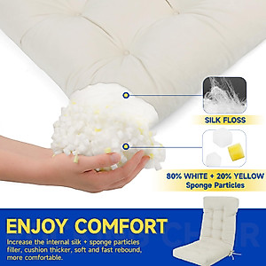 ROFIELTY Rocking Chair Cushions. 42x18 Inch Double Non-Slip Chair Cushions for Rocking Chairs Indoors/Outdoors, Tufted Fine Adirondack Chair Cushion. (Cream)