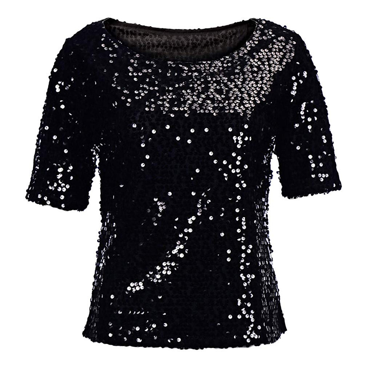 Top for Women Sequin Sparkle Glitter Tank Cocktail Party Tops Shining Crop T-Shirt Blouses