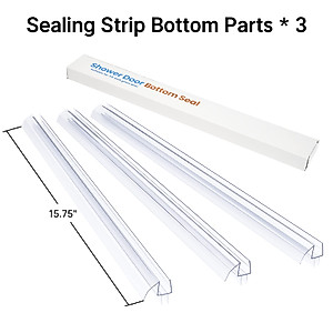 AmazerBath Shower Door Bottom Seal, 3 Section Segmented Installation Frameless Glass Shower Door Seal Strip - Suitable for 3/8 Inch Glass, 47.25 Inch(15.75 Inch * 3)