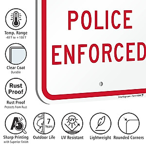 SmartSign No Loitering Police Enforced Sign - 2 Pack, 18 x 12 inch, 2mm Thick Aluminum Composite, Pre-Drilled Holes, Red and White, Made in USA