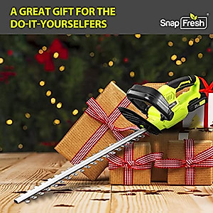 SnapFresh 20V Cordless Hedge Trimmer - 22" Dual-Action Blade, Hedge Trimmer Cordless with 2.0Ah Battery and Charger, Grass Trimmer