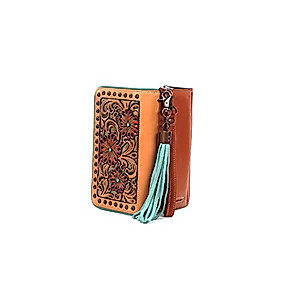ARIAT LORELEI CLUTCH WALLET CALF HAIR TOOLED TAN