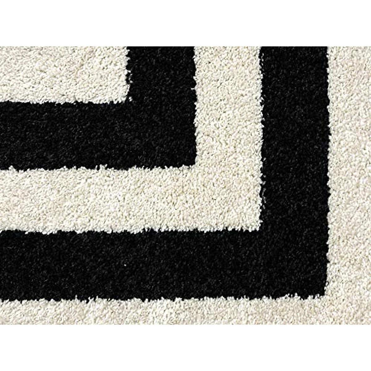 Abani Contemporary Black & Ivory 6' x 9' Area Rug, Contrasting Geometric Modern Stripe Symmetrical Living Room Carpet Rugs
