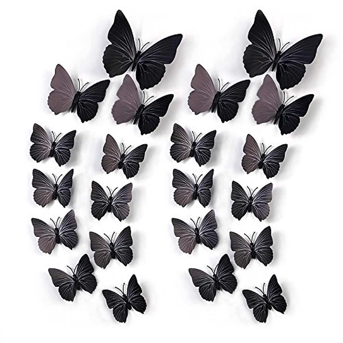 36 Pcs 3D Black Butterfly Wall Stickers Art Decor Crafts Butterfly Wall Decals Removable Magnets Set for Home Decorations Nursery Classroom Offices Bedroom Bathroom Living Room Decor