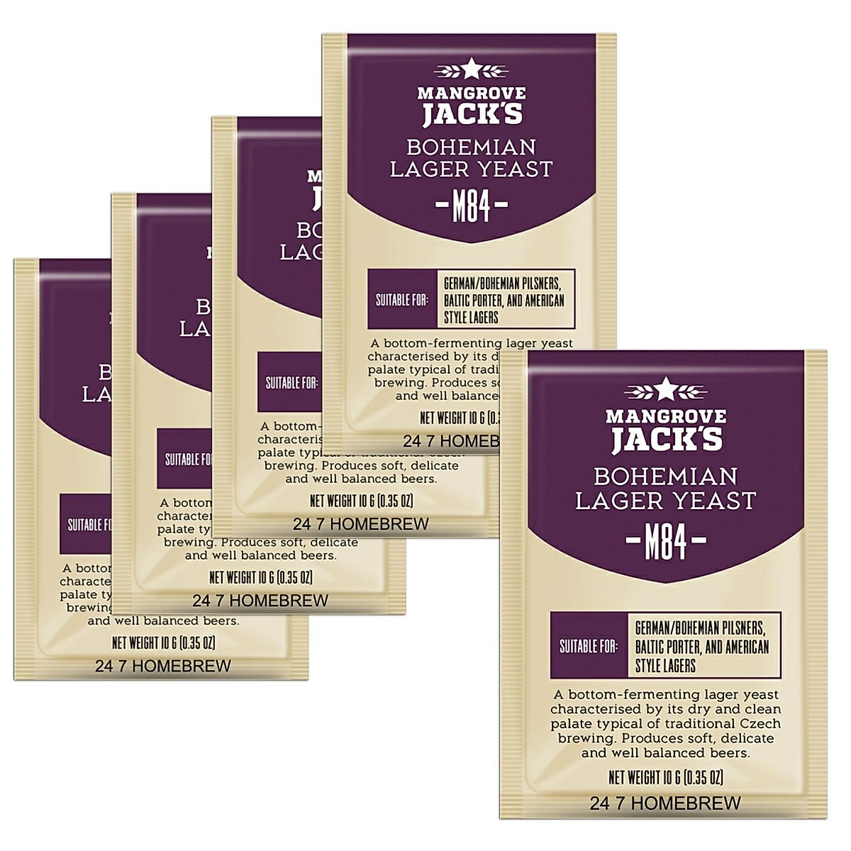 5X Mangrove Jack’s Yeast M84 Bohemian Lager Craft Series Yeast 10g Treats 23L