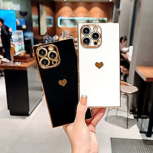 Tzomsze Square iPhone 14 Pro Case, Cute Cases Full Camera Protection, Reinforced Corners TPU Cushion Shockproof Edge Bumper Cover iPhone 14 Pro Phone Case [6.1 inches] -Purple