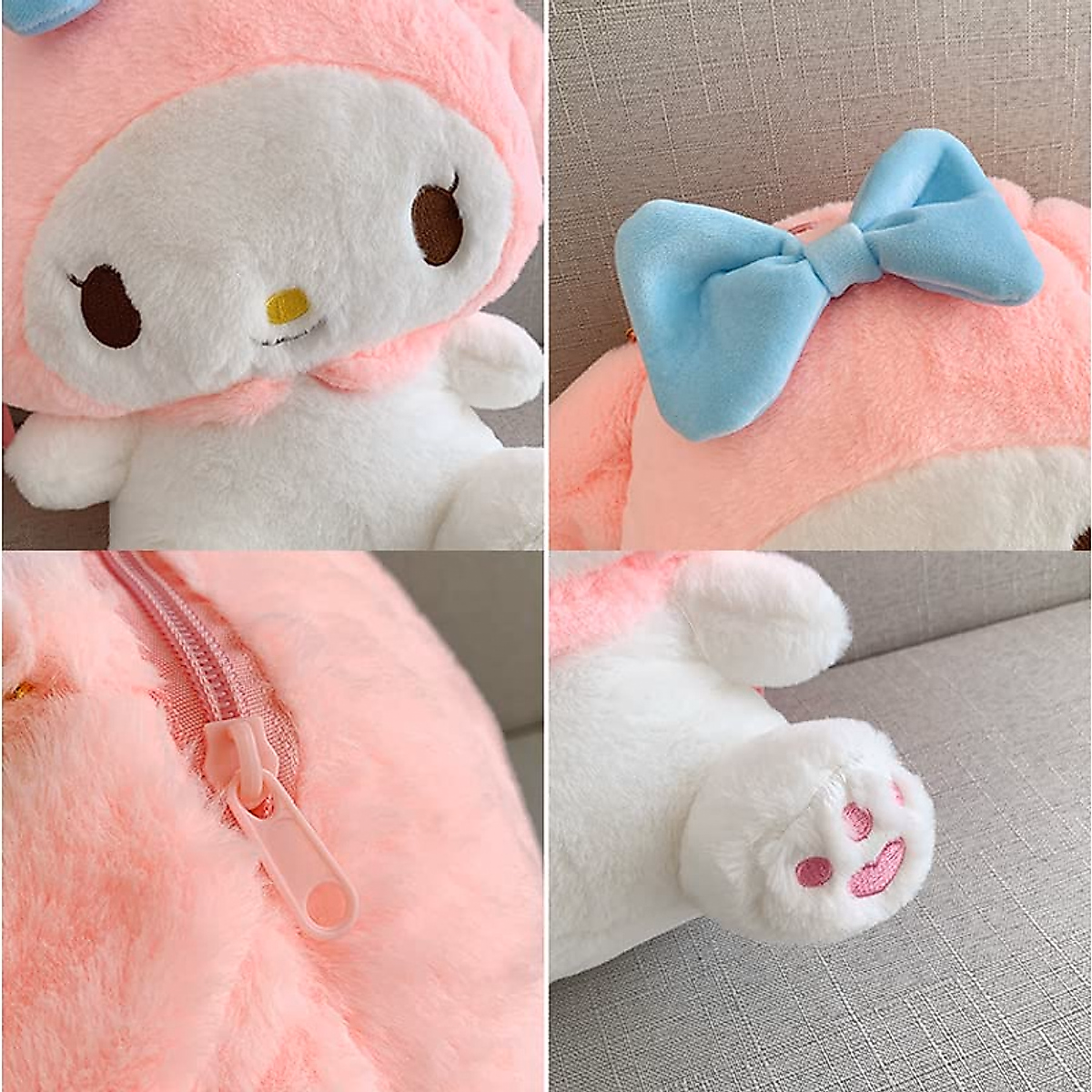 EVESKY Kawaii Melo-dy Plush Backpack For Girls Women Cute Cartoon Toy Bag Soft Plush Doll Bag for Girls Cosplay Birthday Gifts (PINK)