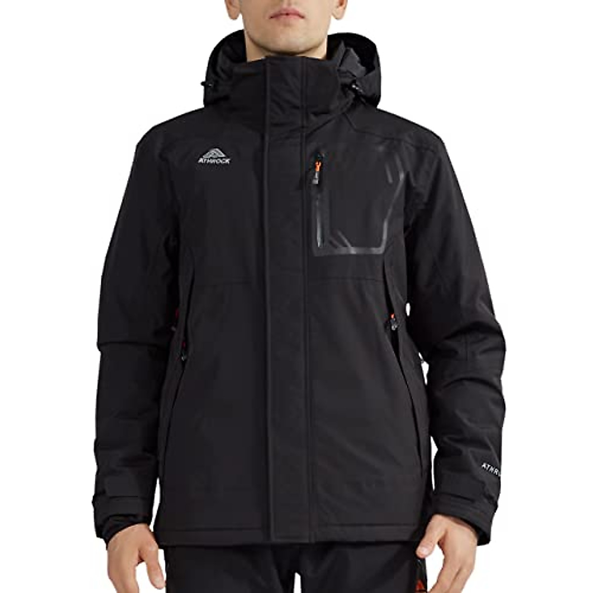 Athrock Winter Jackets for Men Ski Snow Waterproof Fleece Warm Snowboard Coats Hooded Windbreaker Rain Jacket