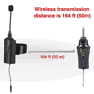 MAMKOES DT-5 Flute Microphone Instrument UHF Wireless Mic Micro-Gooseneck Pick Up Receiver and Transmitter System for Flute