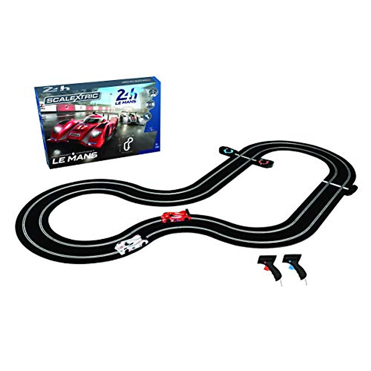 Scalextric C1368T 24 Hr Le Mans Sports Cars Slot Car Analog 1:32 Race Track Set, Red/White/Black