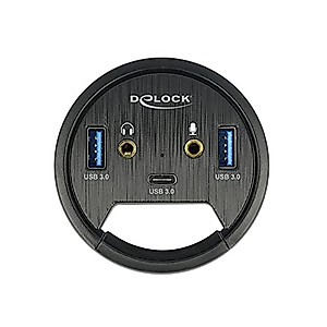 Delock 3 Port Desktop Hub 1 x USB Type-C and 2 x USB Type-A + HD Audio Ports, 62794