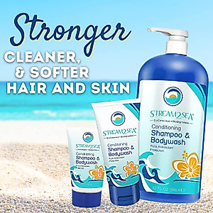 STREAM 2 SEA 3 in 1 Hair Shampoo Bodywash and Conditioner For Outdoor Activities, 6 Fl oz Reef Safe, All Natural and Organic Camping Shampoo and Liquid Soap, Paraben Free All In One Skin, Hair Care