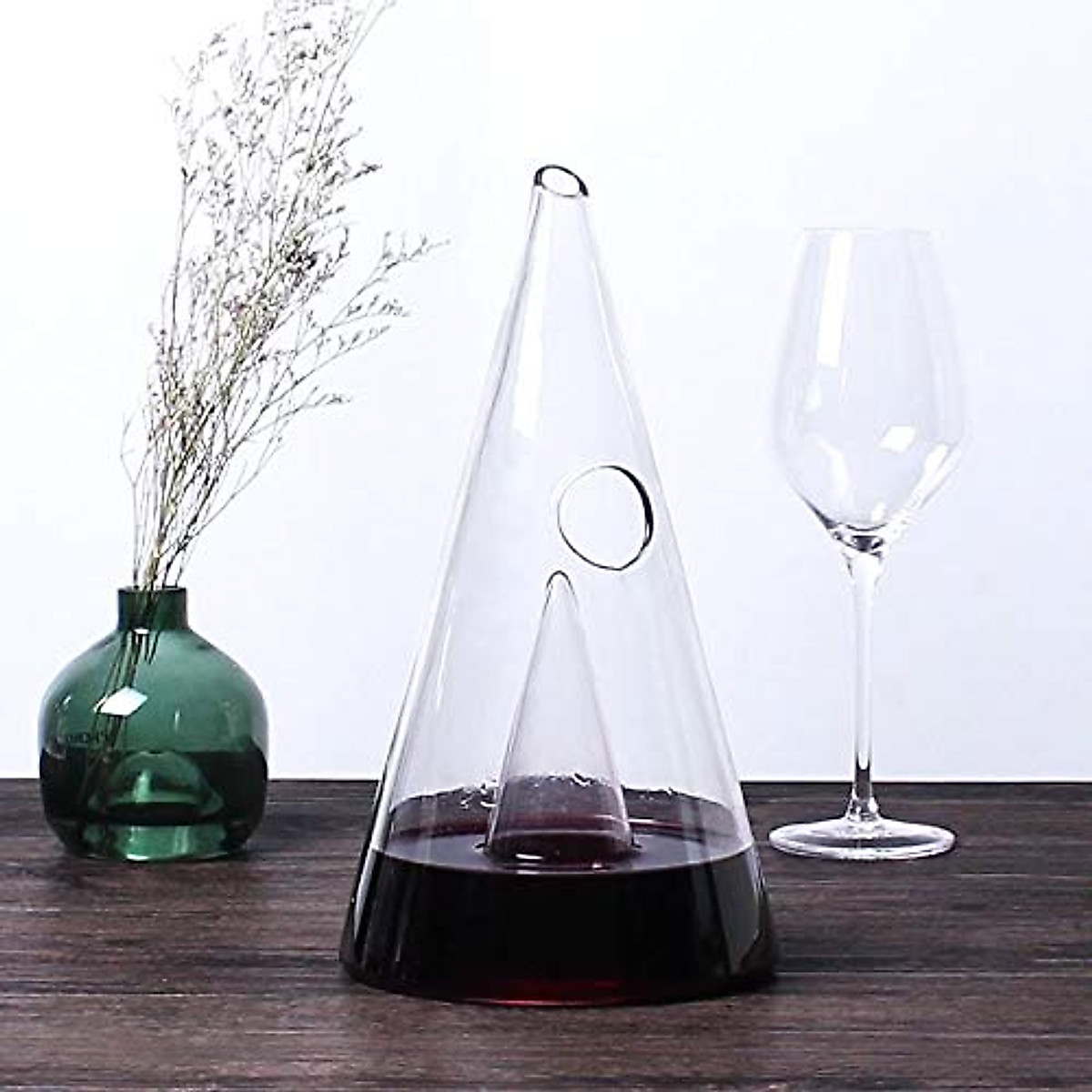 Product Waze Wine Decanter - 750ml Pyramid-Shaped - Wine/Whiskey Decanter - Hand Blown Lead-Free Crystal Glass Decanter - Red Wine Carafe - Wine Gift - Wine Accessories
