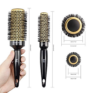 AM 8:00 Round Brush for Blow Out – Ceramic Ion Thermal Barrel & Antistatic Bristles, Salon Blowout Hair Styling for Wet or Dry Hair (Includes 4 Hair Clips)