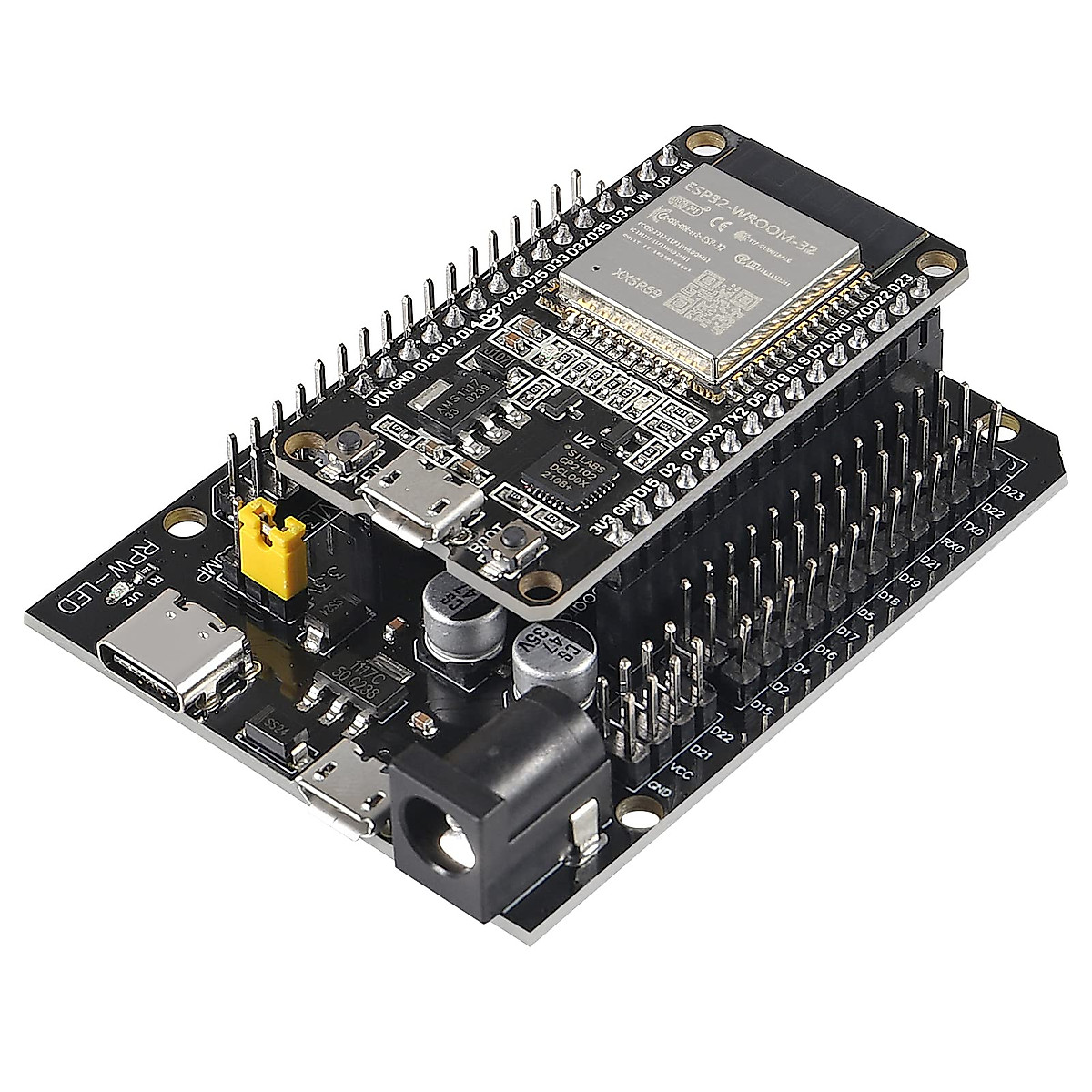 2 Sets ESP-WROOM-32 ESP32 ESP-32S Development Board CP2102 WiFi+Bluetooth Ultra-Low Power Dual Core ESP32-DevKitC-32 ESP-WROOM-32 with Expansion Board for Arduino IDE