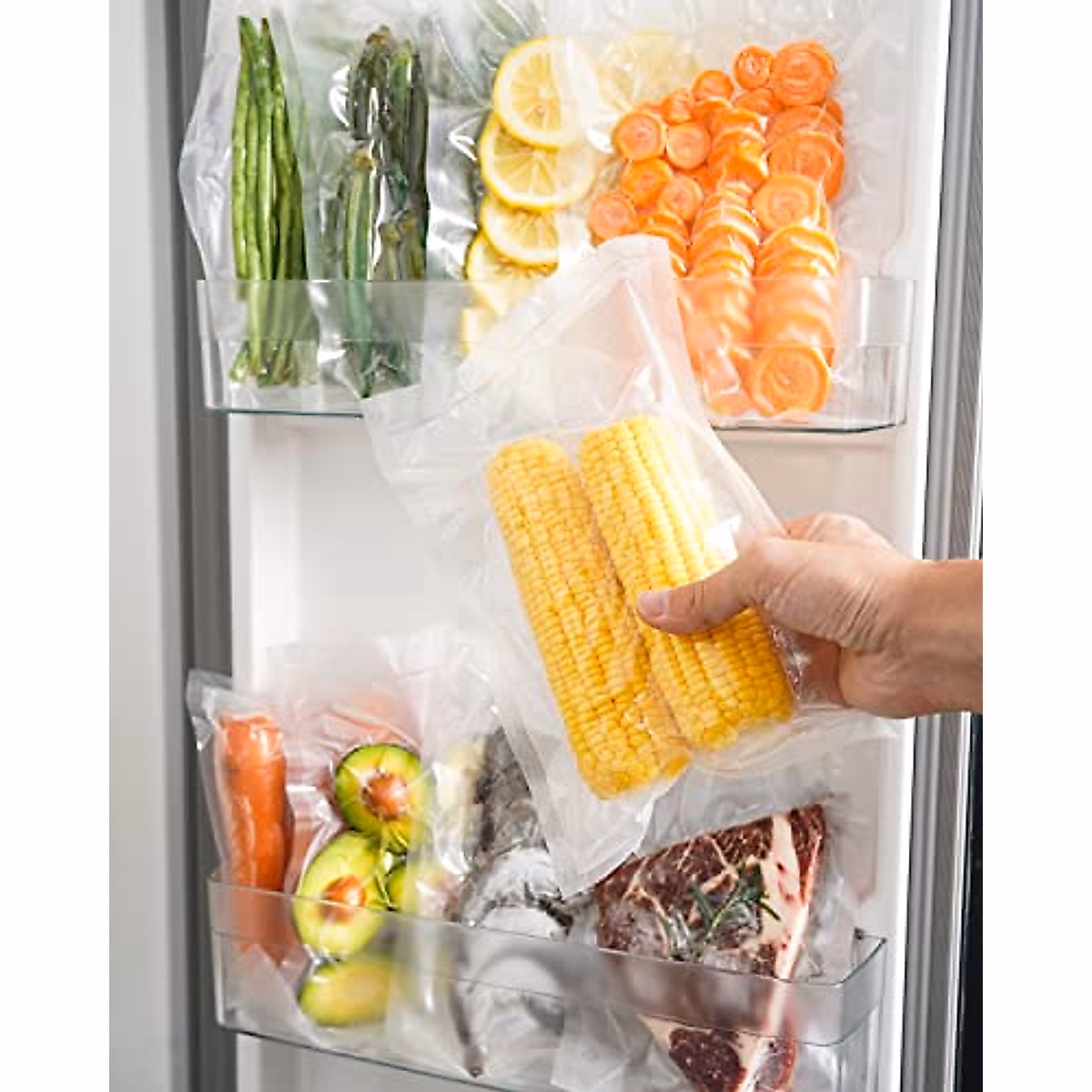 TWOMEOW Vacuum Sealer, Compact Slim Food Sealer Machine with Starter Kit, Automatic Sealing System for Sous Vide Cooking and Food Preservation, Vertical Vacuum Sealer Storage, Black