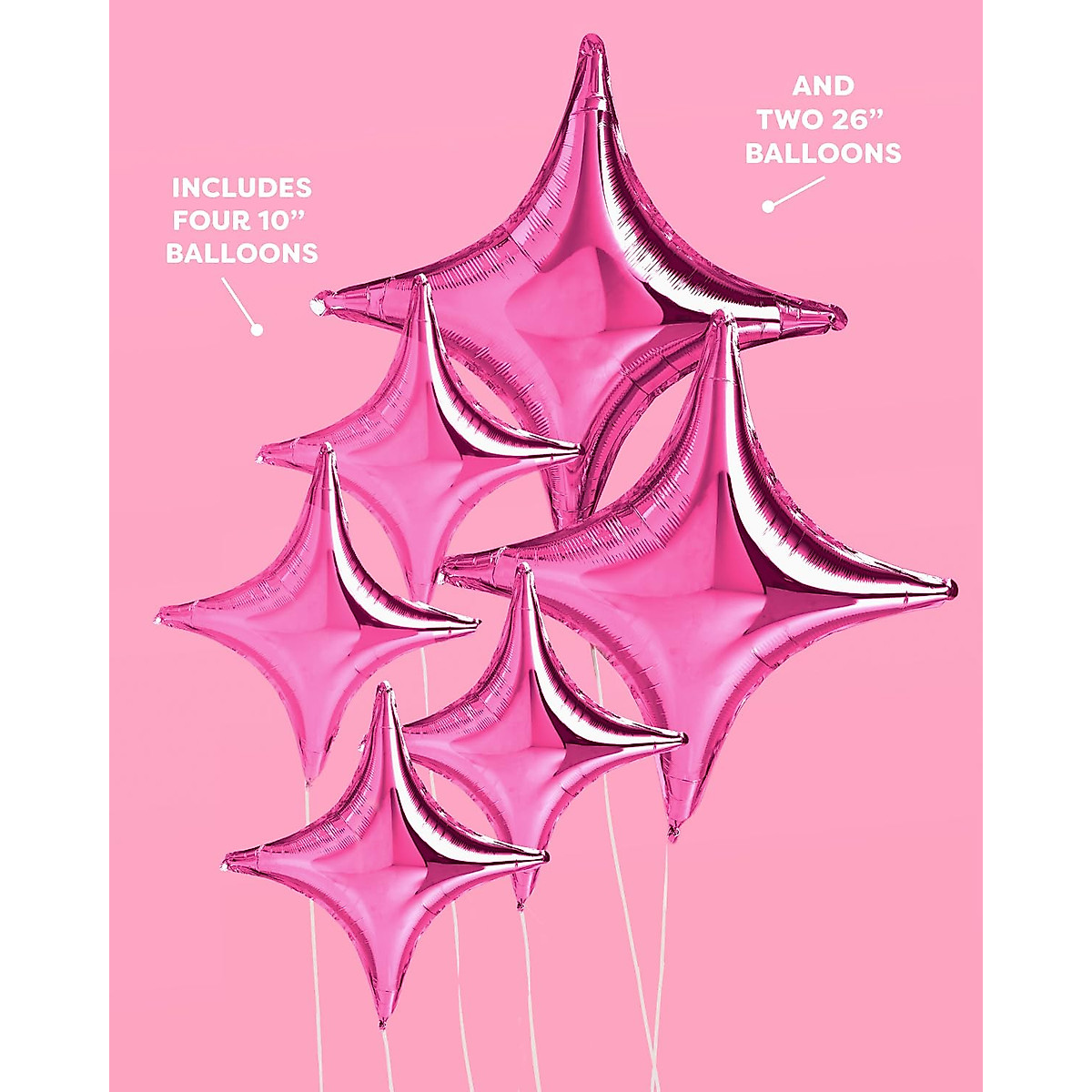 xo, Fetti Pink Sparkle Foil Birthday Balloon - 6 pc | Bday Party Decorations, Bachelorette, Graduation, Bachelorette, Wedding, Photo Booth