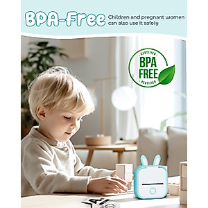 T02 Mini Sticker Printer Silicone Protective Case Bunny Ears Cover Case, Cute Design for T02 inkless Sticker Printer, Compatible with LabelCreate, Memoking, Memoqueen, Phomemo T02 Mini Printer, Green