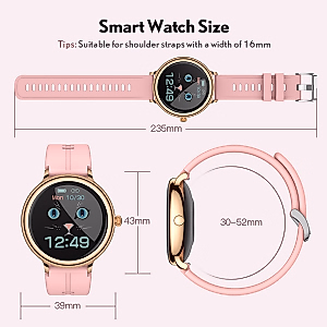 Weybon Smart Watch for Women Fitness Tracker: 1.09'' Touch Screen Smartwatch for Android & iOS Phone with Waterproof IP68 gold pink