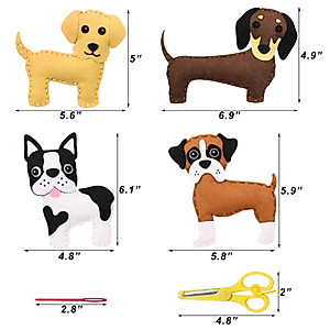 CiyvoLyeen Puppy Craft Kit Kids DIY Crafting and Sewing Set Dog Stuffed Animal Felt Plushie for Girls and Boys Educational Beginners Sewing Set Sewing Kits for Kids Age 8 9 10 11 12