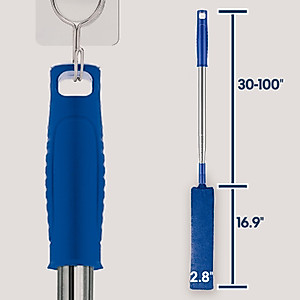 Retractable Gap Dust Cleaner with Extension Pole, Cleaning Tools with 3 Microfiber Dusting Cloths, Extendable Long Handle Duster for Cleaning Under Refrigerator Sofa Couch Bed Furniture Appliance Blue