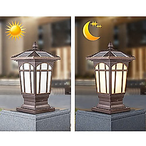 Post Lights Outdoor Simple Metal Solar Post Light IP55 Outdoor Waterproof Wall Post Light Control Villa Garden Pillar LED Night (B) ()