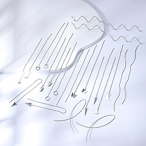 Drperfect 12Pairs Stainless Steel Threader Earrings for Women Chain Tassel Earrings Double Twist Wave Dangle Drop Chain Earrings Set