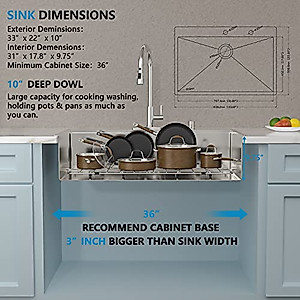 33 Kitchen Sink Drop In - Fulorni 33"x22" Kitchen Sink Drop In Topmount 16 Gauge Stainless Steel Single Bowl Above Counter Kitchen Sink Basin