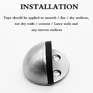 2 Pack Door Stoppers, Door Stopper Set with Rubber Bumper, 3M Adhesive Door Holder Door Stop, No Need to Drill Floor Door Stopper, Stainless Steel Door Stop for Home Hotel