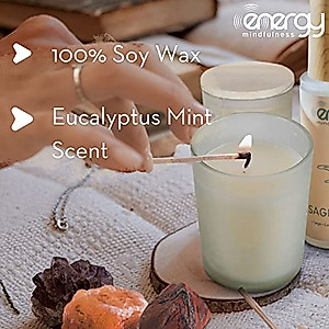 Sage Spray and Soy Wax Candles Set. Sage Spray for Cleansing Negative Energy & Smudging Kit with Soy Wax Candles - Ideal for Meditation, Therapy, Reiki. Spiritual Gifts for Women.